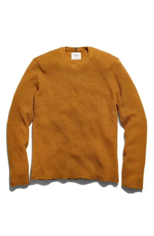 Billy Reid Martin Mini Waffle Crewneck Cotton & Cashmere Sweater - Light Scotch