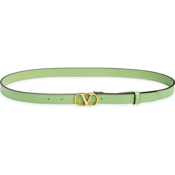 Valentino Garavani Vlogo Signature Skinny Leather Belt - Mint