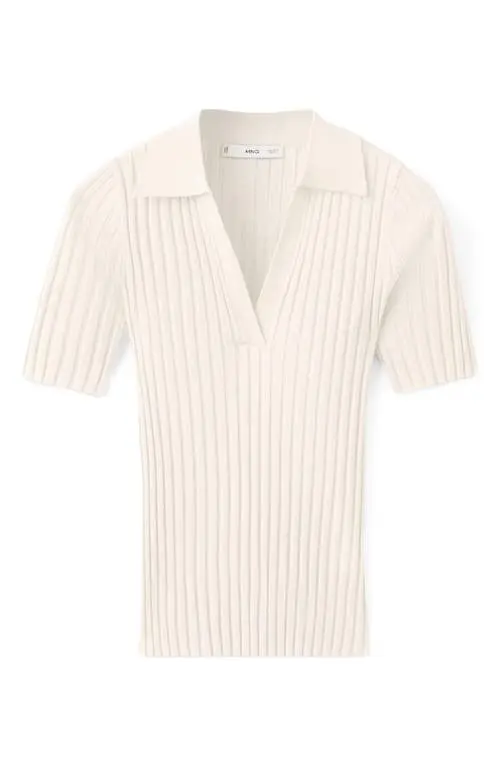 Mango V-neck Rib Sweater - Ecru