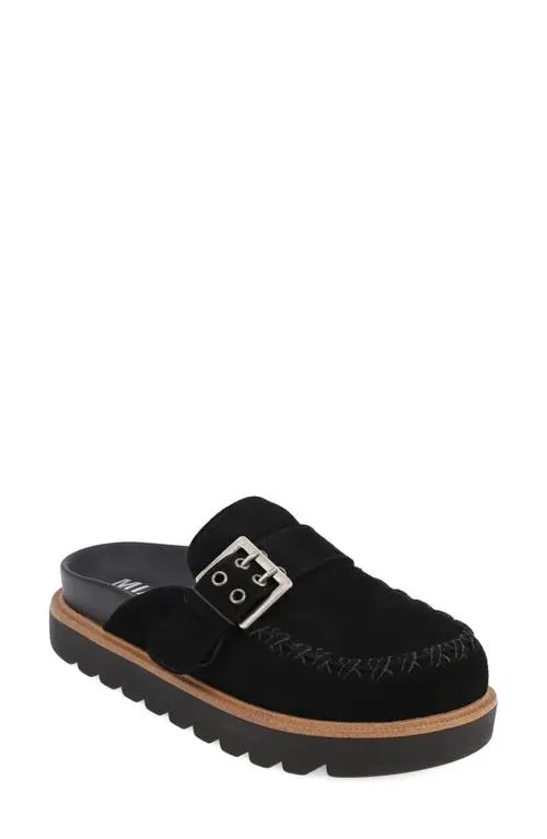 Mia Zaina Buckled Mule With Lug Sole - Black