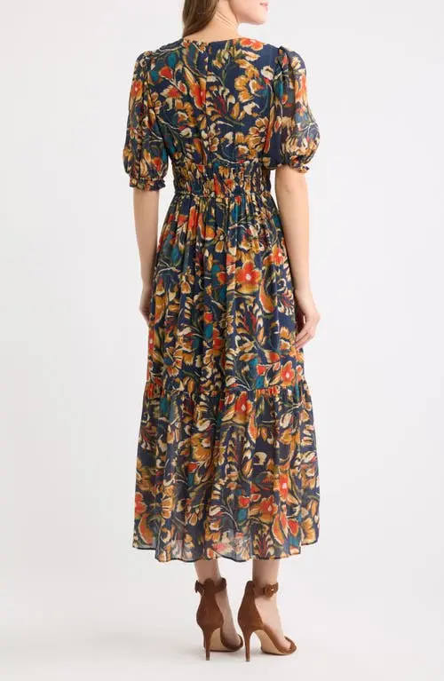 Vince Camuto Textured Shirred Maxi Dress