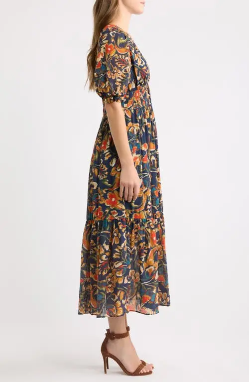Vince Camuto Textured Shirred Maxi Dress