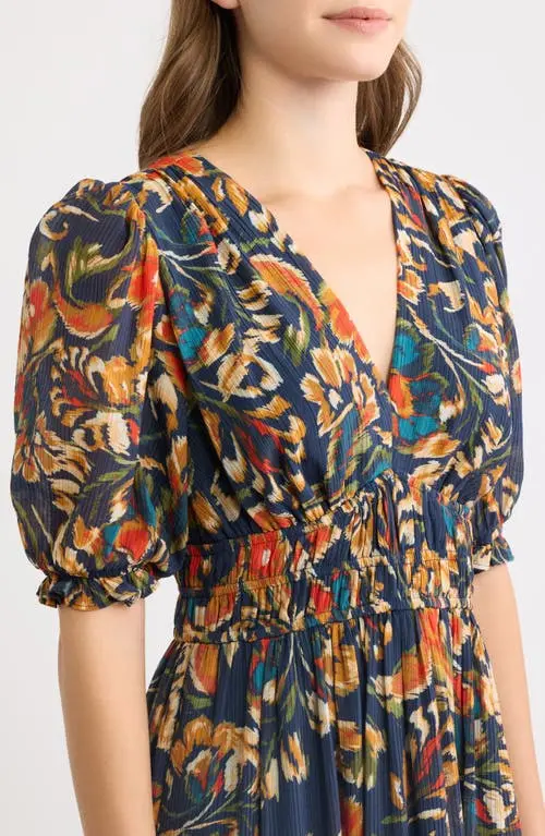 Vince Camuto Textured Shirred Maxi Dress