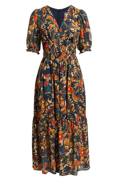 Vince Camuto Textured Shirred Maxi Dress