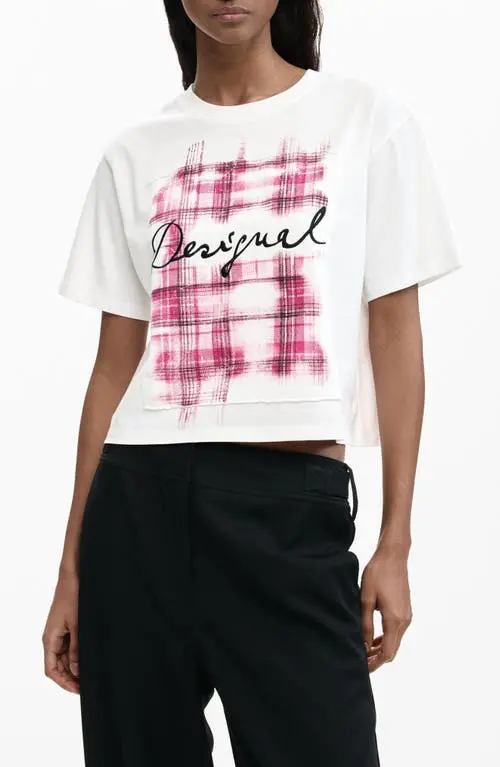 Desigual Plaid Logo Graphic T-shirt