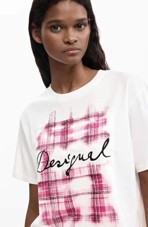 Desigual Plaid Logo Graphic T-shirt