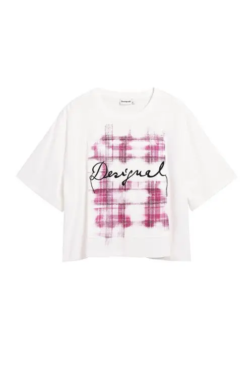 Desigual Plaid Logo Graphic T-shirt