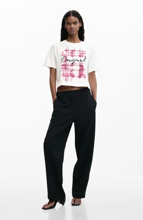 Desigual Plaid Logo Graphic T-shirt