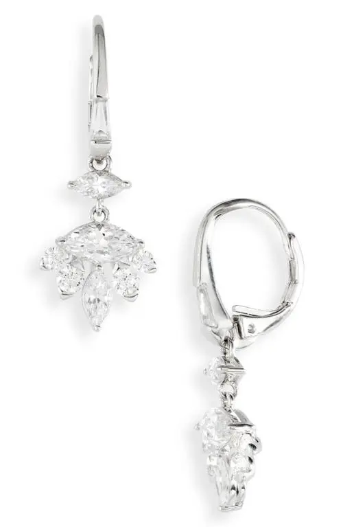 Nadri Tango Cubic Zirconia Drop Earrings - Rhodium
