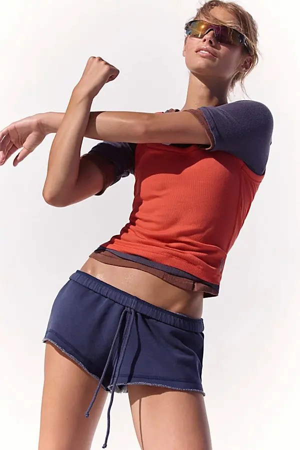 Free People All Star Low-rise Sweat Shorts - Midnight Navy