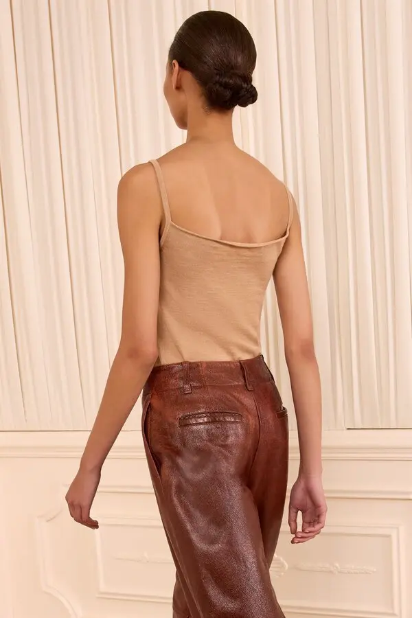 Ulla Johnson Elena Lace Cami In Merino Wool - Almond