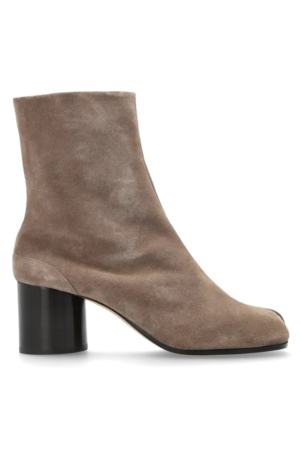 MAISON MARGIELA Suede Tabi Toe Heeled Ankle Boots - Beige