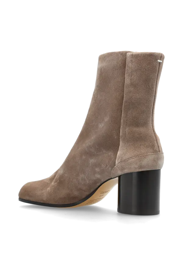 MAISON MARGIELA Suede Tabi Toe Heeled Ankle Boots - Beige