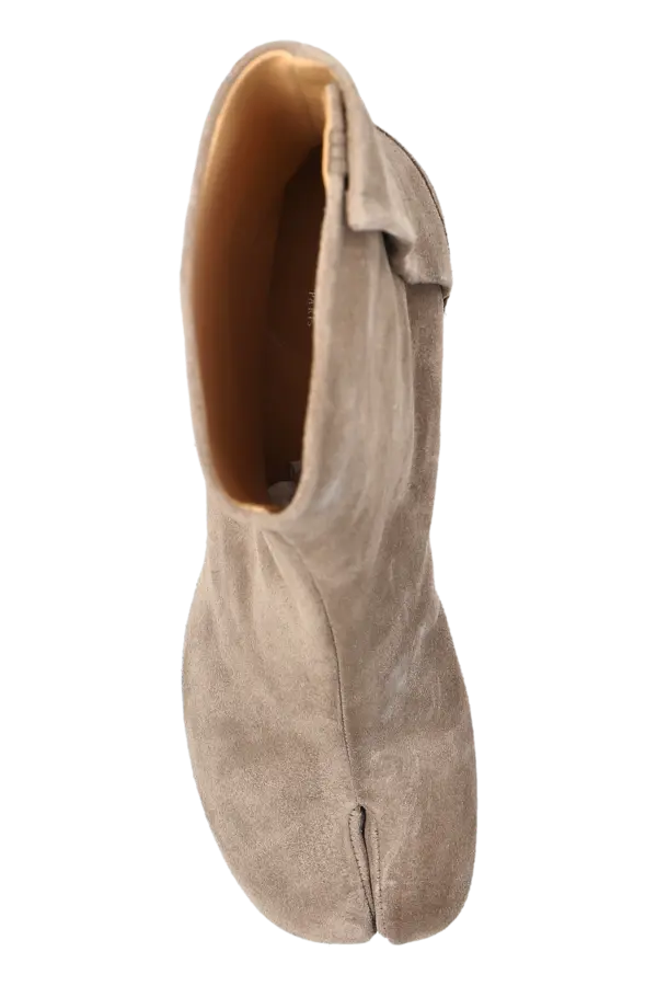 MAISON MARGIELA Suede Tabi Toe Heeled Ankle Boots - Beige