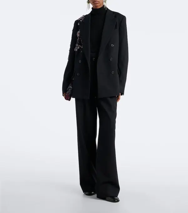 Dries Van Noten Embellished Double-breasted Wool Blazer