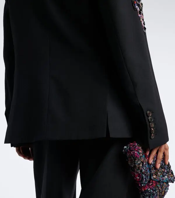 Dries Van Noten Embellished Double-breasted Wool Blazer