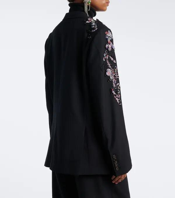 Dries Van Noten Embellished Double-breasted Wool Blazer