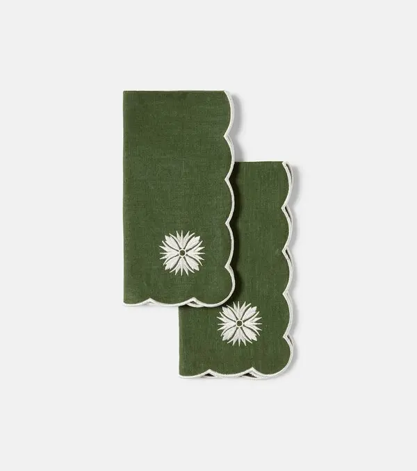 CABANA Olive Set Of 2 Linen And Cotton Napkins