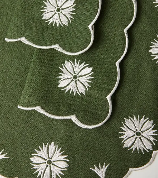 CABANA Olive Set Of 2 Linen And Cotton Napkins