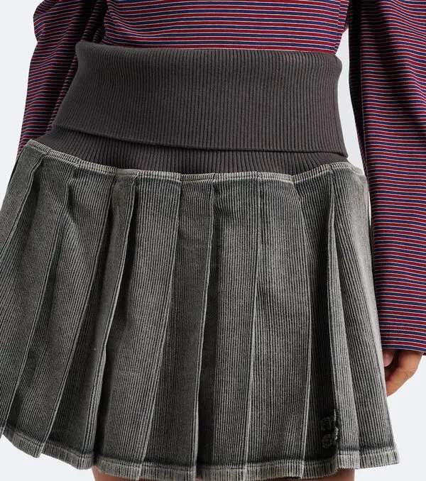 Miu Miu Pleated Cotton-blend Miniskirt