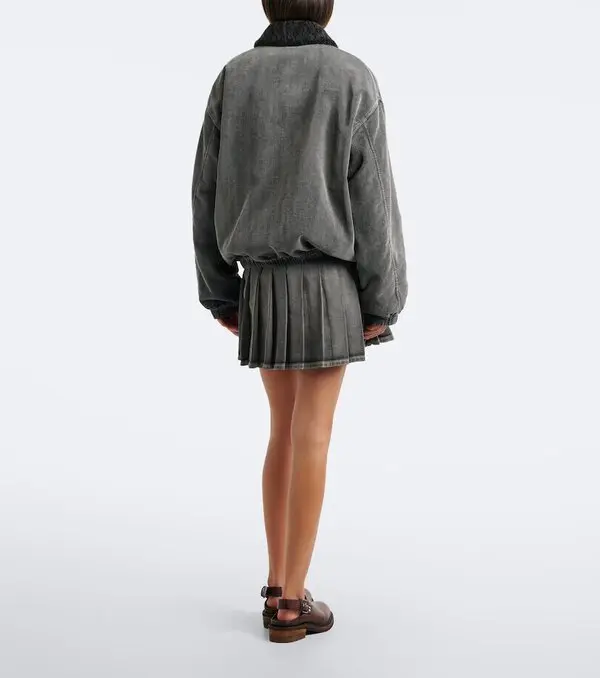 Miu Miu Pleated Cotton-blend Miniskirt