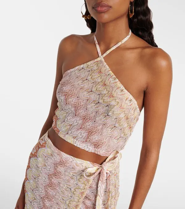 Missoni Zigzag Halterneck Lamé Crop Top - Multicoloured