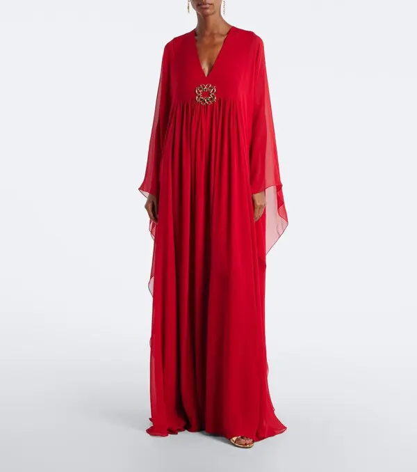 Elie Saab Silk Chiffon Kaftan