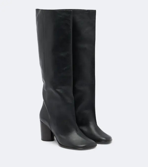 LEMAIRE Crease Leather Knee-high Boots