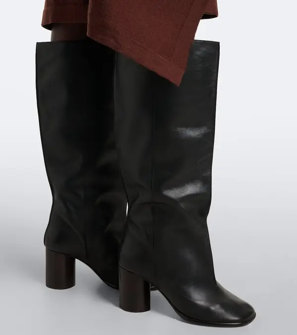 LEMAIRE Crease Leather Knee-high Boots