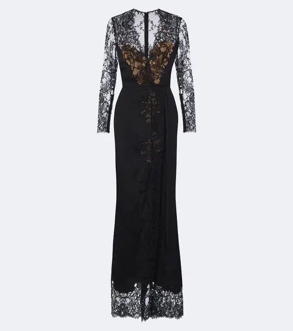 Elie Saab Lace-trimmed Cotton And Silk-blend Gown