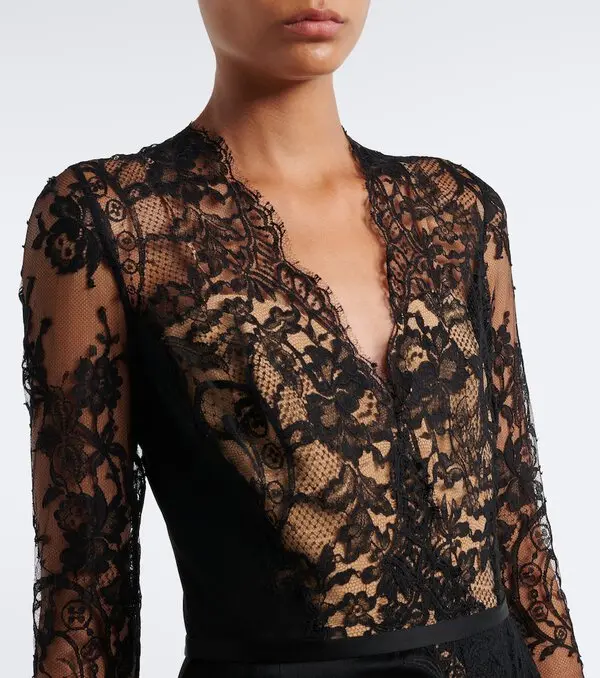 Elie Saab Lace-trimmed Cotton And Silk-blend Gown