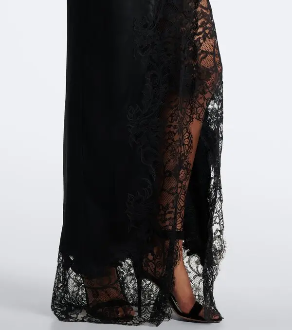 Elie Saab Lace-trimmed Cotton And Silk-blend Gown