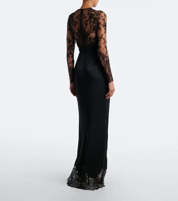 Elie Saab Lace-trimmed Cotton And Silk-blend Gown