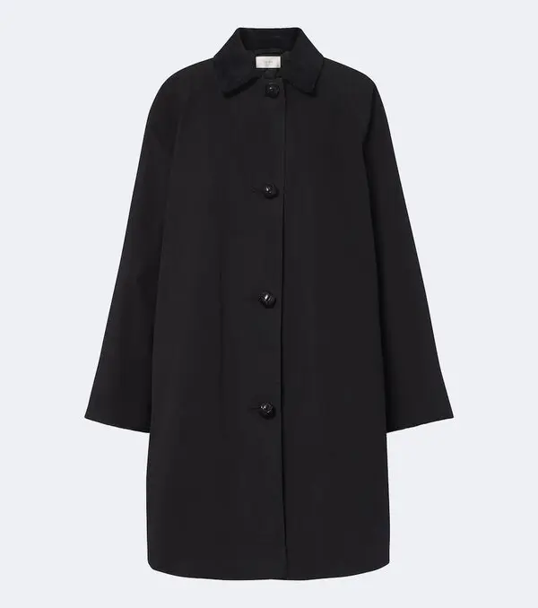 THE ROW Ina Cotton Gabardine Coat - Black