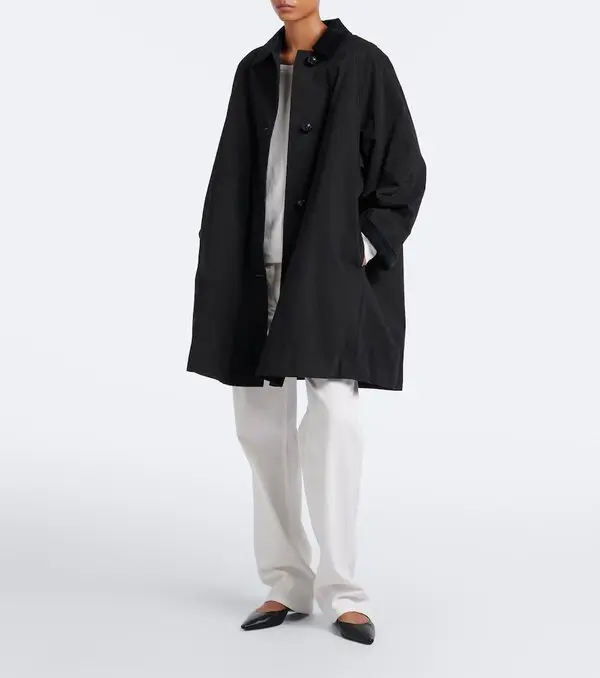THE ROW Ina Cotton Gabardine Coat - Black