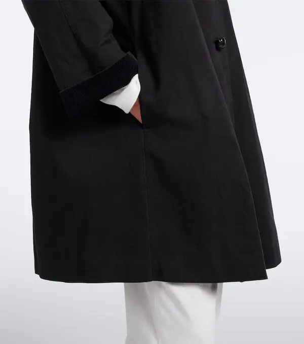 THE ROW Ina Cotton Gabardine Coat - Black