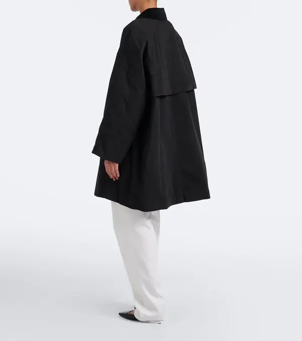 THE ROW Ina Cotton Gabardine Coat - Black
