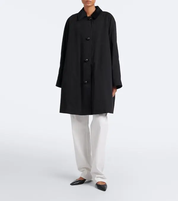 THE ROW Ina Cotton Gabardine Coat - Black