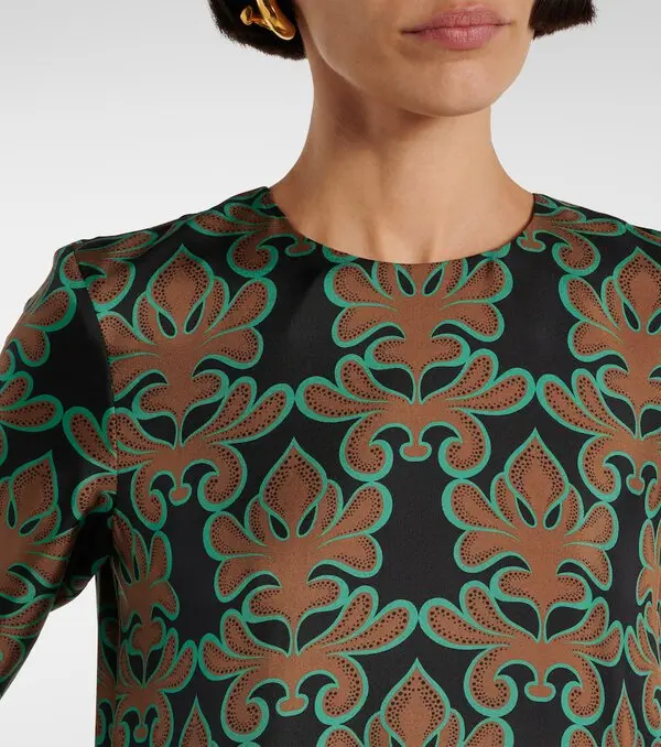 La DoubleJ Swing Printed Silk Twill Midi Dress
