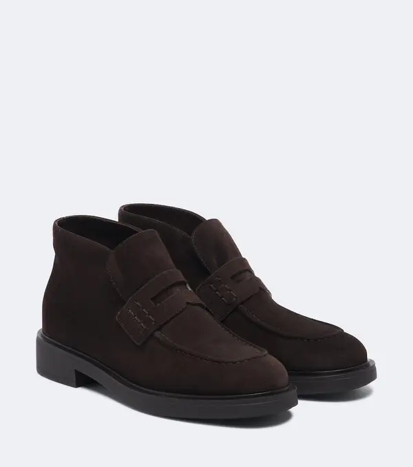GIANVITO ROSSI Brogue Suede Ankle Boots