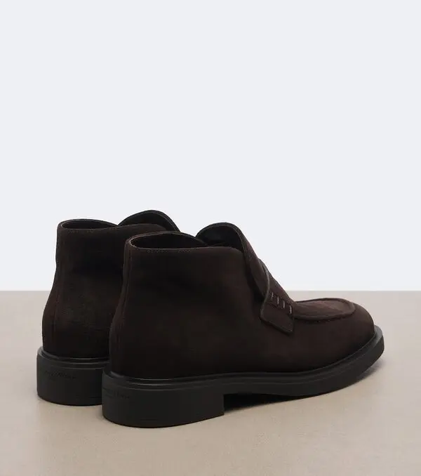 GIANVITO ROSSI Brogue Suede Ankle Boots