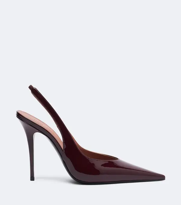 Amina Muaddi Patent Leather Slingback Pumps - Burgundy