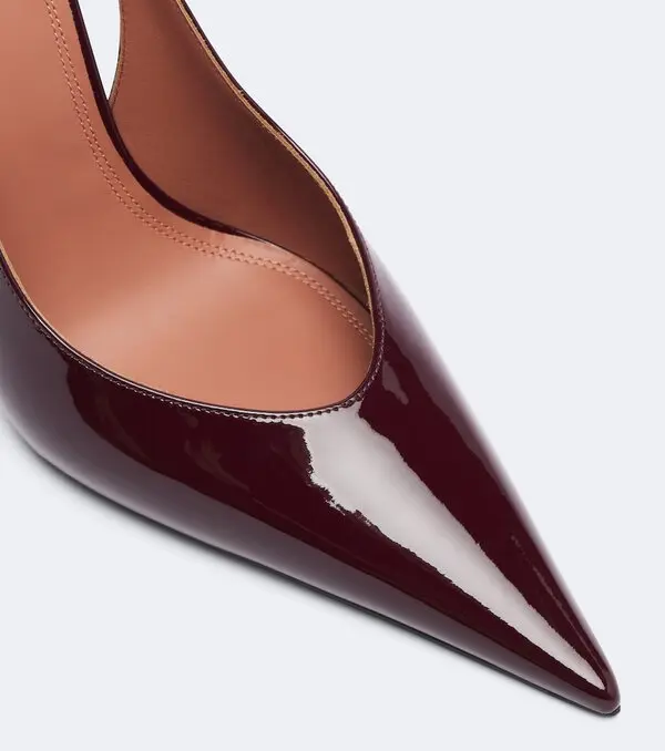 Amina Muaddi Patent Leather Slingback Pumps - Burgundy