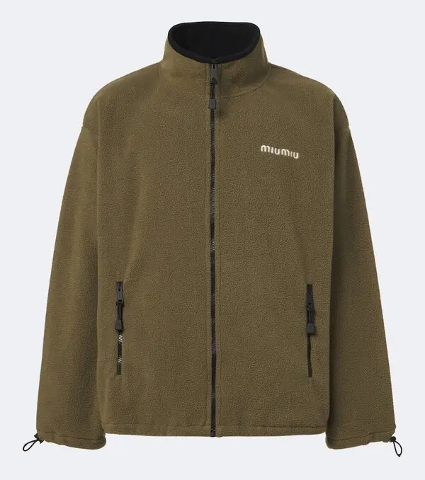 Miu Miu Fleece Zip-up Jacket With Drawstring Hem