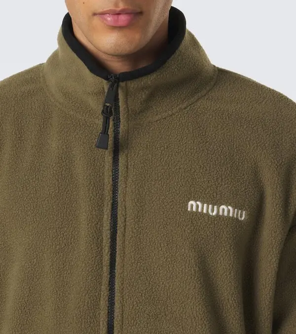 Miu Miu Fleece Zip-up Jacket With Drawstring Hem
