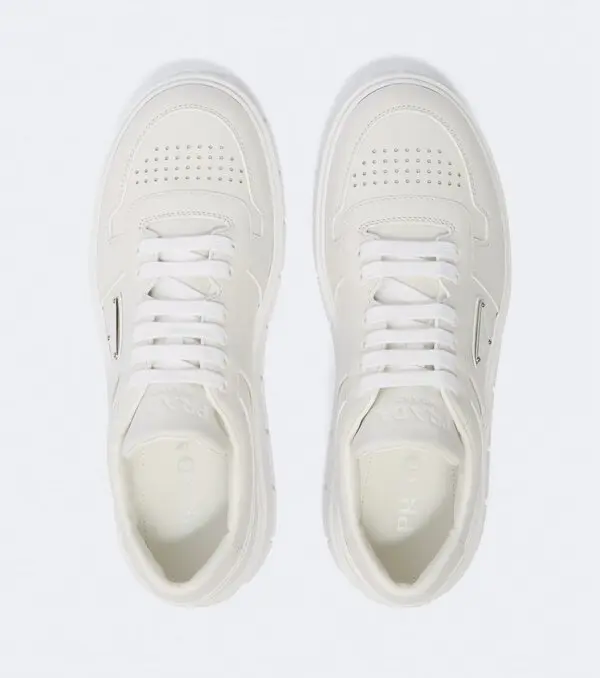 Prada Leather Lace-up Sneakers - White