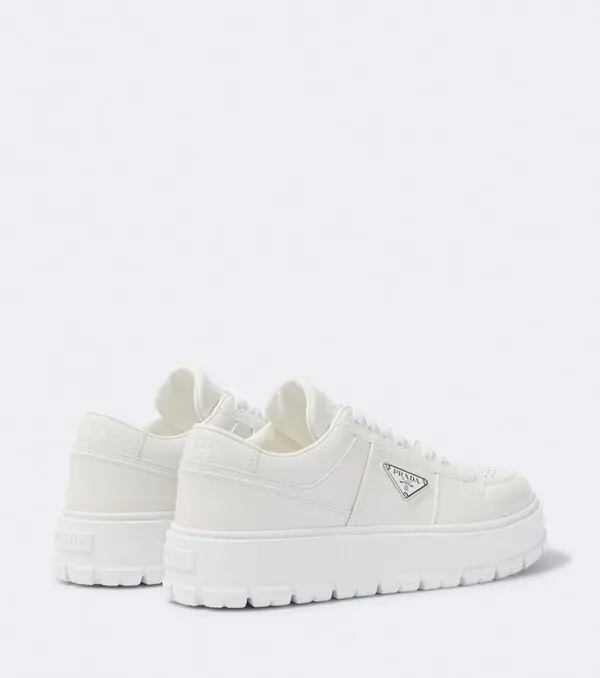 Prada Leather Lace-up Sneakers - White