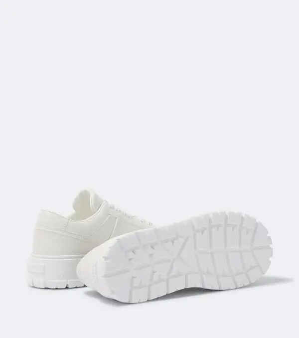 Prada Leather Lace-up Sneakers - White