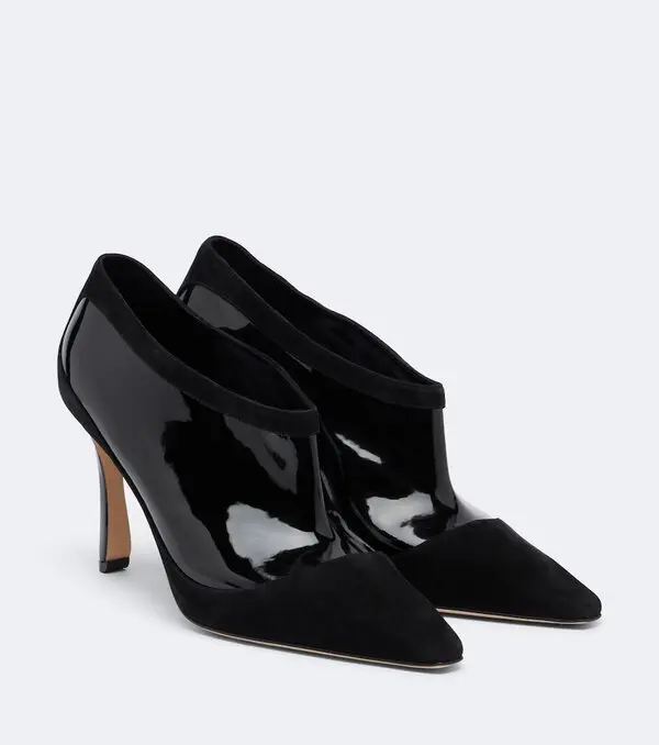 Manolo Blahnik Suede And Patent Leather Pumps