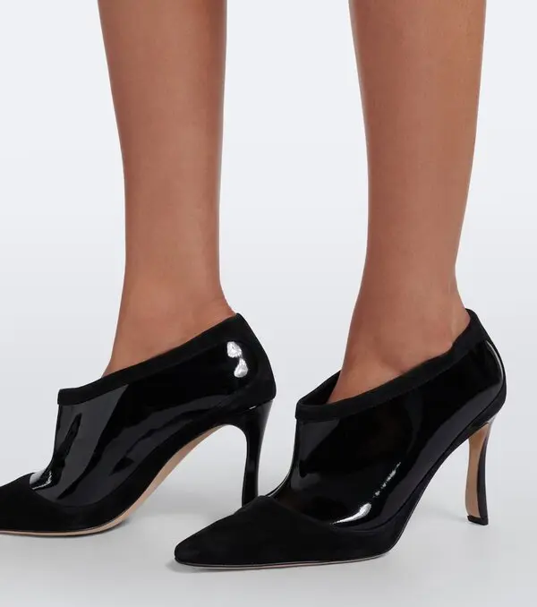 Manolo Blahnik Suede And Patent Leather Pumps